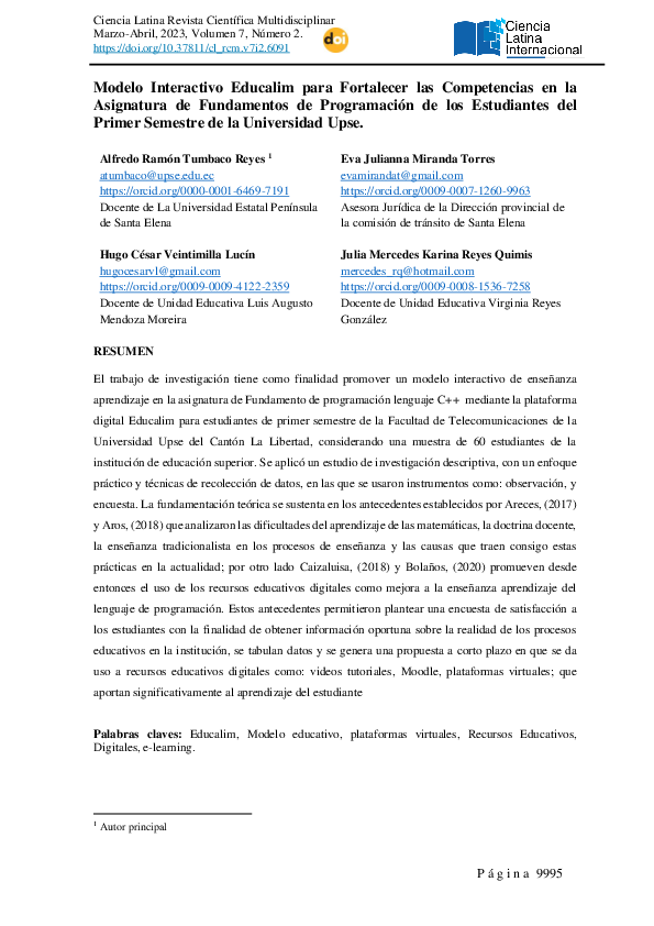 (PDF) Modelo Interactivo Educalim para Fortalecer las Competencias en ...