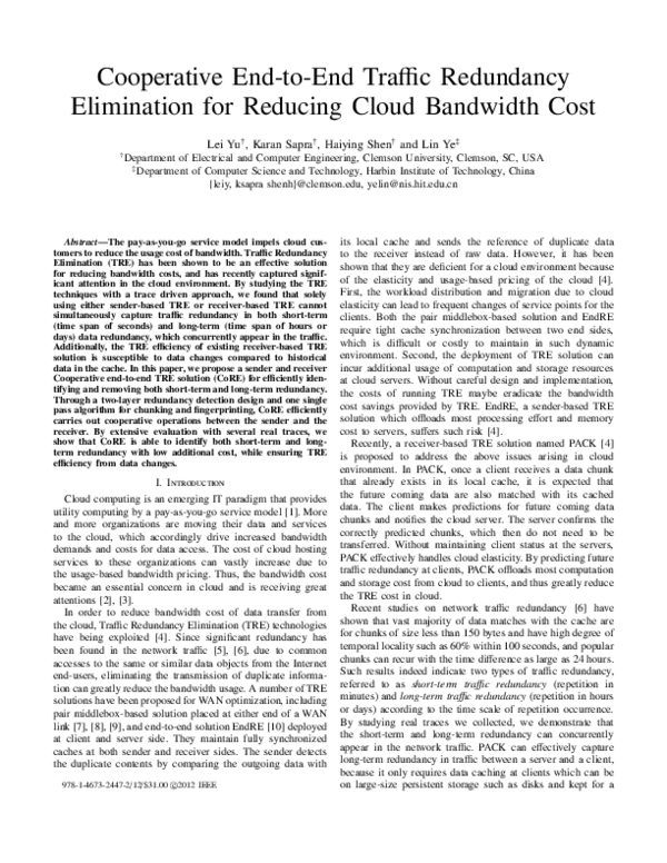 (PDF) Cooperative end-to-end traffic redundancy elimination for ...