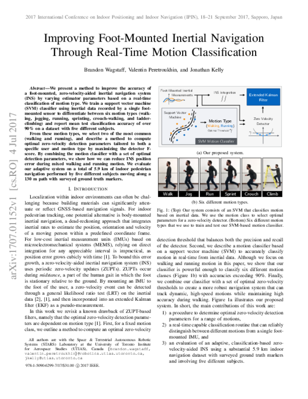 (PDF) Improving foot-mounted inertial navigation through real-time motion classification