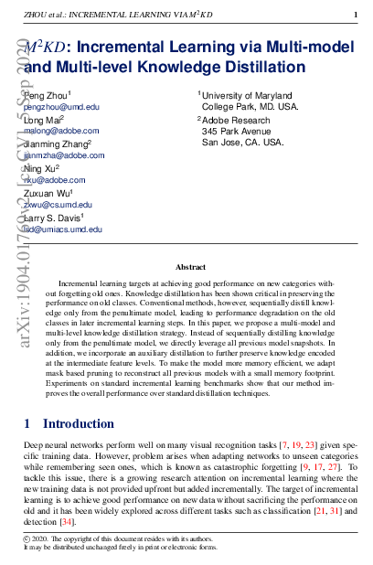 (PDF) M2KD: Multi-model and Multi-level Knowledge Distillation for Incremental Learning