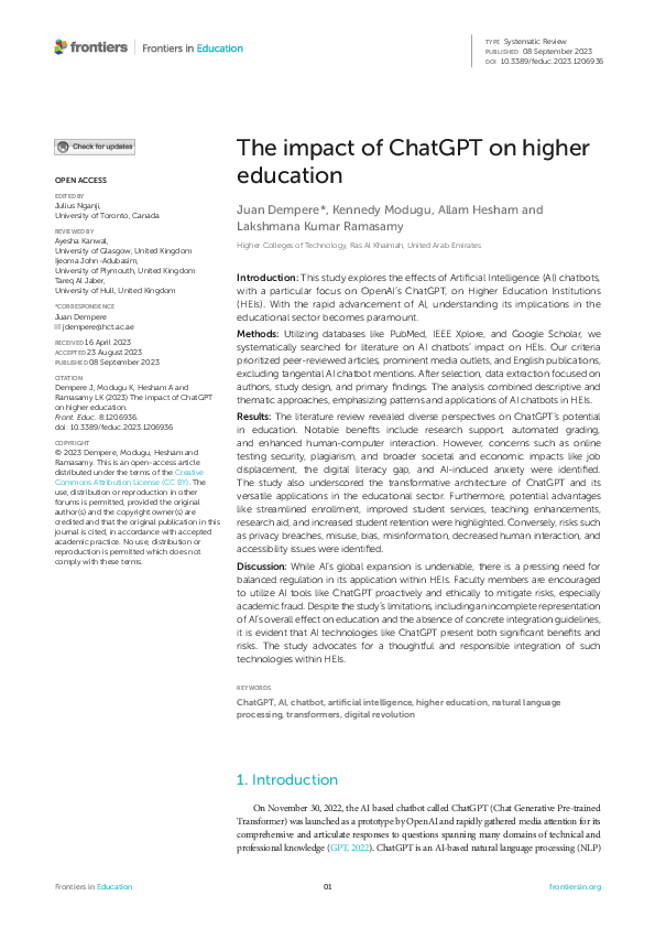 (PDF) The impact of ChatGPT on higher education