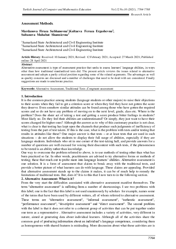 (PDF) Assessment Methods