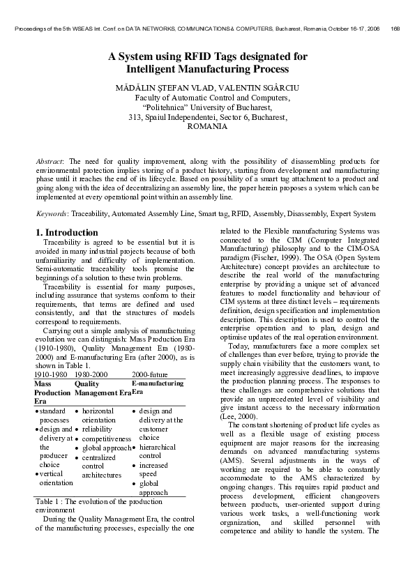 (PDF) A system using RFID tags designated for intelligent manufacturing ...
