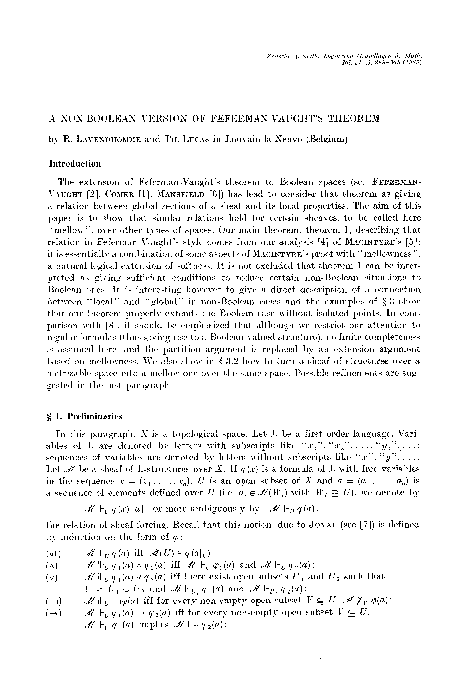 (PDF) A Non‐Boolean Version of Feferman‐Vaught's Theorem
