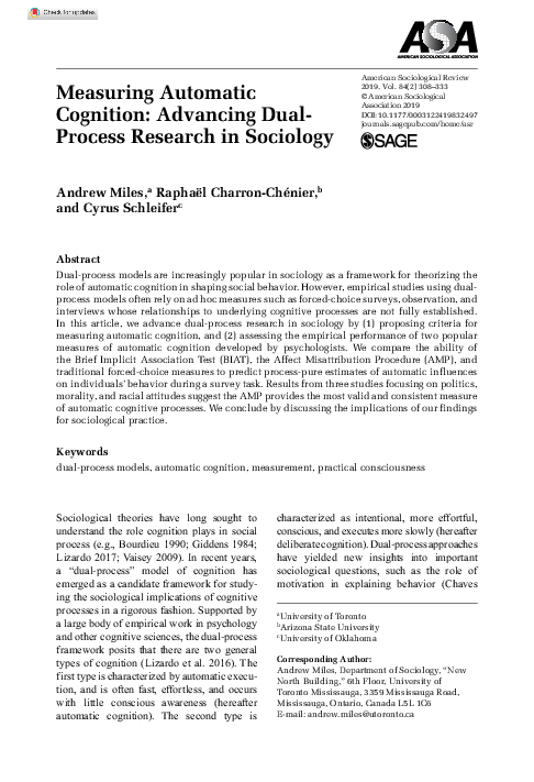 (PDF) Measuring Automatic Cognition: Advancing Dual-Process Research in ...