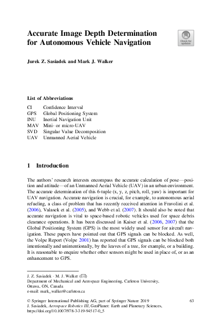 (PDF) Accurate Image Depth Determination for Autonomous Vehicle Navigation