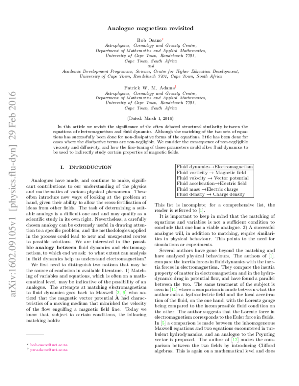 (PDF) Analogue Magnetism Revisited