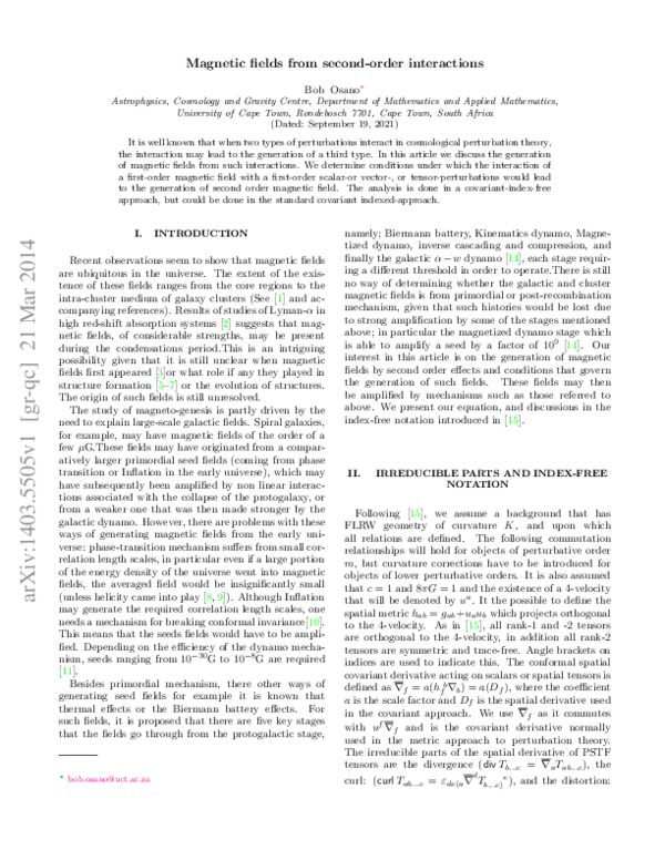 (PDF) Magnetic fields from second-order interactions