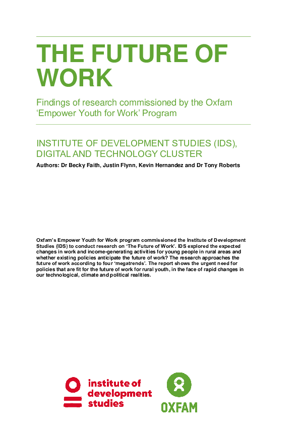 (PDF) The Future of Work: Findings of research commissioned by the ...