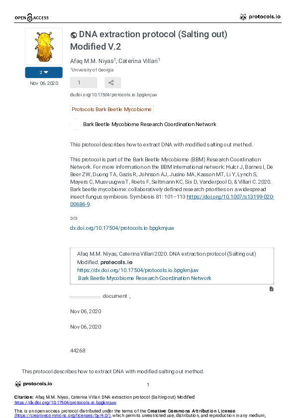 (PDF) DNA extraction protocol (Salting out) Modified v2