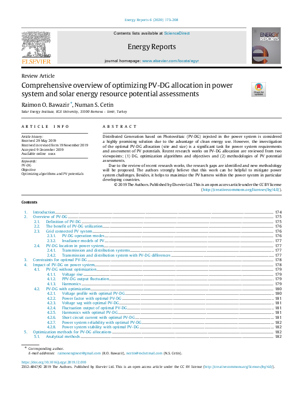 (PDF) Comprehensive overview of optimizing PV-DG allocation in power system and solar energy ...