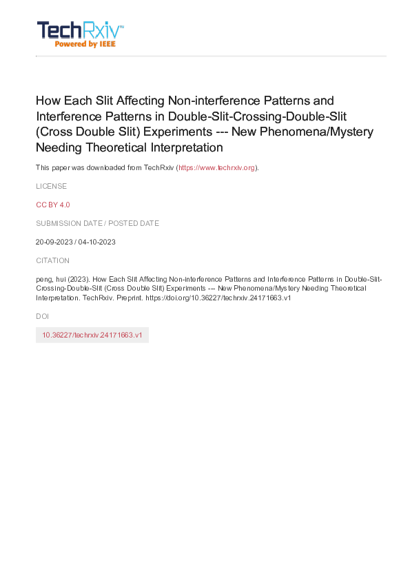 (PDF) How Each Slit Affecting Non-interference Patterns and Interference Patterns in Double-Slit ...
