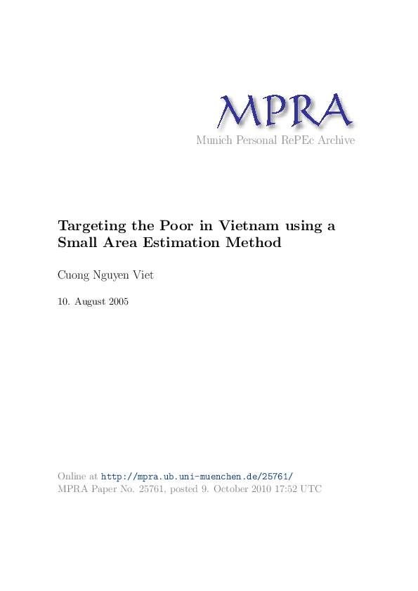 Pdf Poverty Projection Using A Small Area Estimation Method Evidence 6690