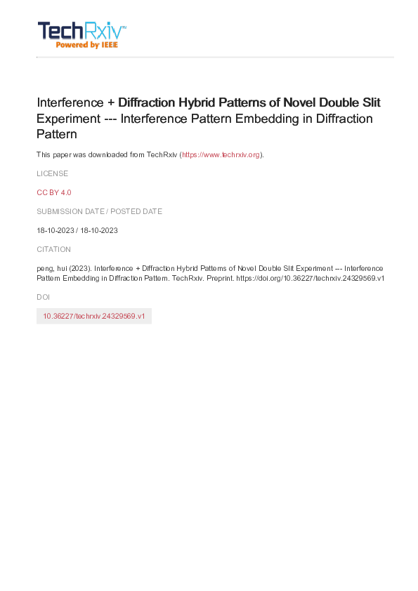 Pdf Hybrid Interference Diffraction Patterns In Optics