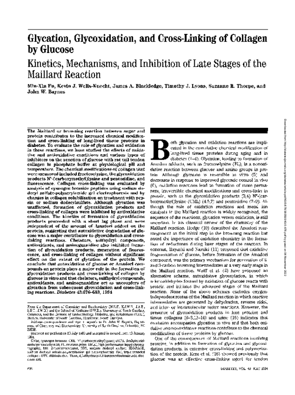 (PDF) Glycation, glycoxidation, and cross-linking of collagen by ...