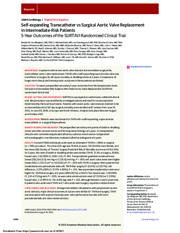 (PDF) Self-expanding Transcatheter vs Surgical Aortic Valve Replacement ...