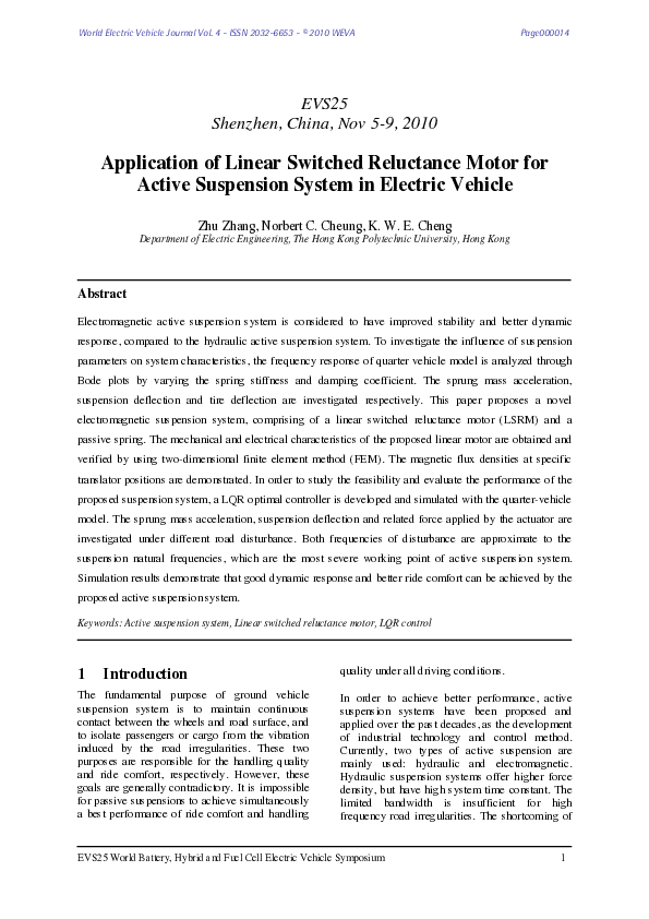 (PDF) Application of Linear Switched Reluctance Motor for Active Suspension System in Electric ...