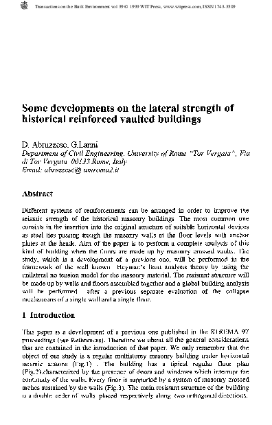 (PDF) Some Developments On The Lateral Strength OfHistorical Reinforced ...