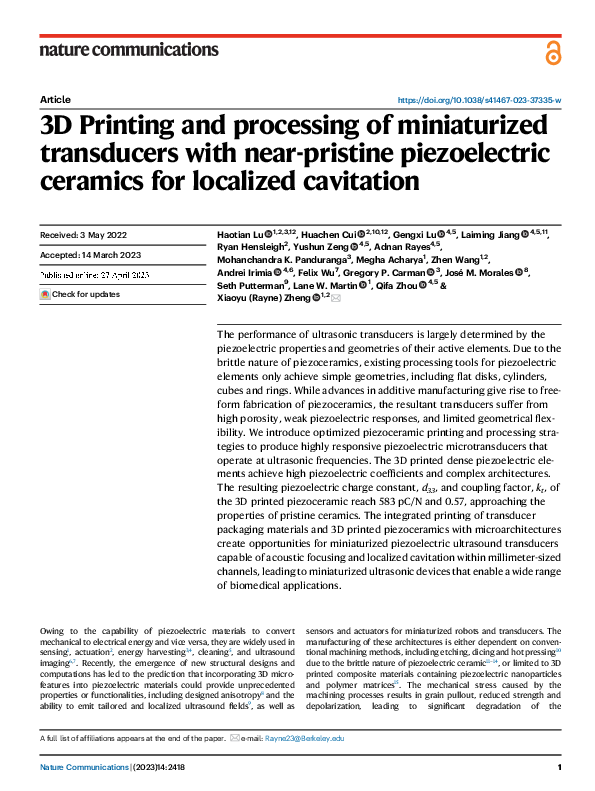 (PDF) 3D Printing and processing of miniaturized transducers with near ...