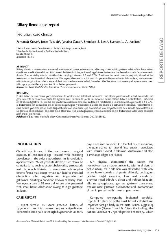 (PDF) Biliary ileus: case report