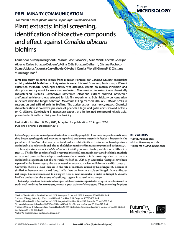 (PDF) Plant extracts: initial screening, identification of bioactive compounds and effect ...