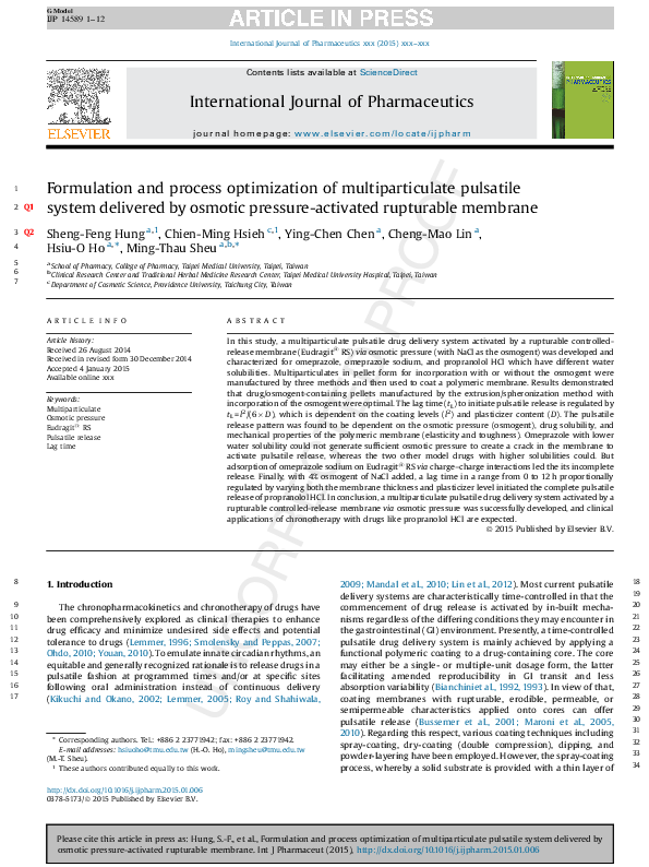 Pdf Formulation And Process Optimization Of Multiparticulate Pulsatile System Delivered By