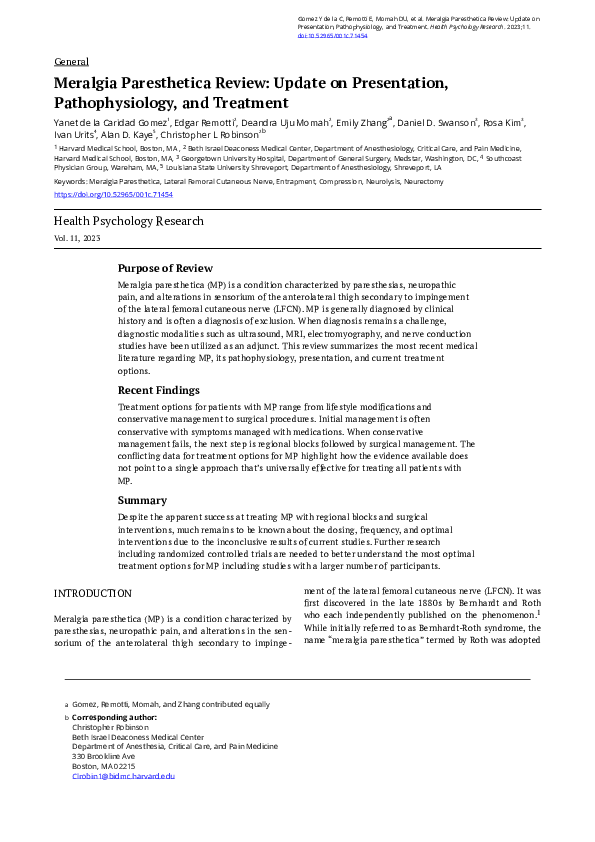 (PDF) Meralgia Paresthetica Review: Update on Presentation ...
