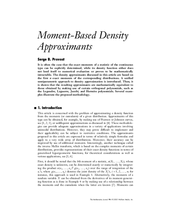 (PDF) Moment-Based Density Approximants