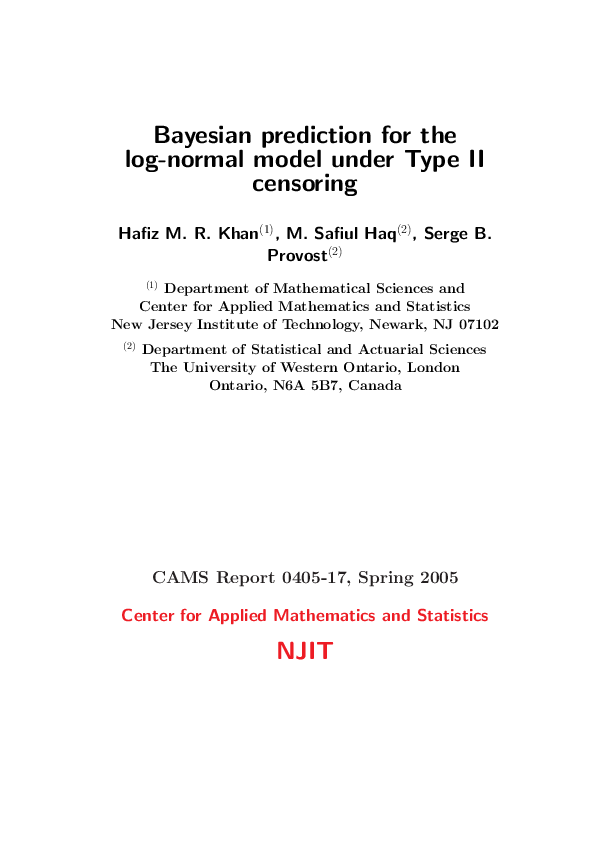 (PDF) Bayesian prediction for the log-normal model under Type II