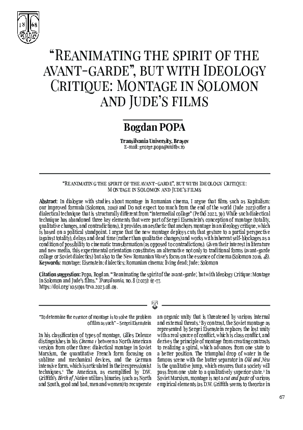 (PDF) "Reanimating the spirit of the avant-garde", but with Ideology ...
