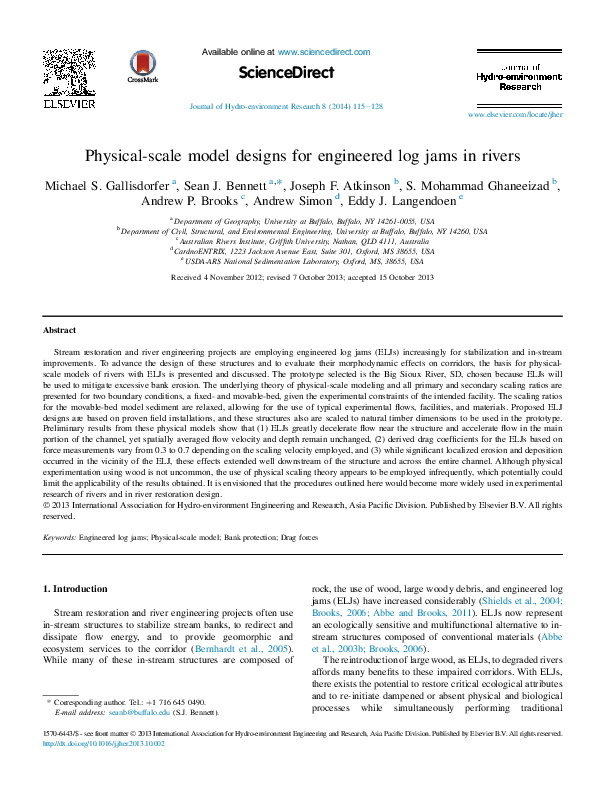 (PDF) Physical-scale model designs for engineered log jams in rivers ...