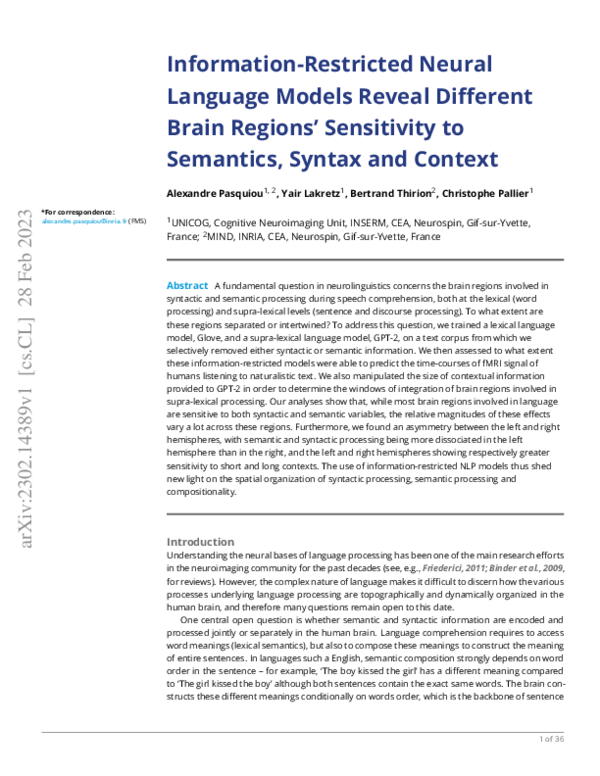 (PDF) Information-Restricted Neural Language Models Reveal Different Brain Regions' Sensitivity ...
