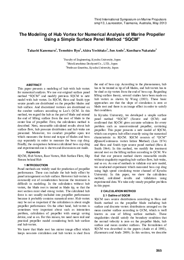 (PDF) The Modeling of Hub Vortex for Numerical Analysis of Marine Propeller Using a Simple ...