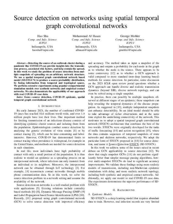 (PDF) Source detection on networks using spatial temporal graph convolutional networks