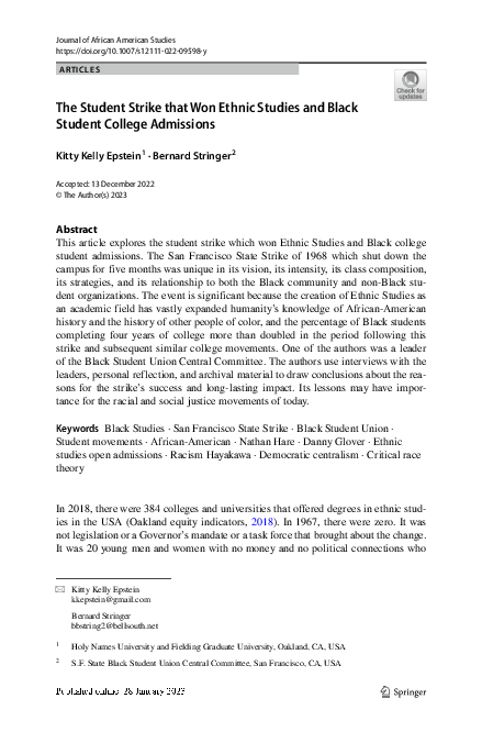 (PDF) The Student Strike that Won Ethnic Studies and Black Student ...