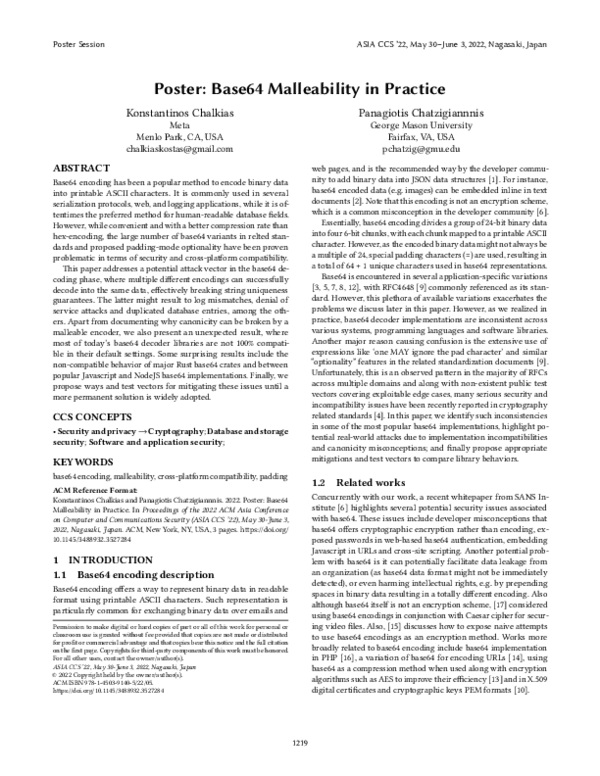 (PDF) Base64 Malleability in Practice