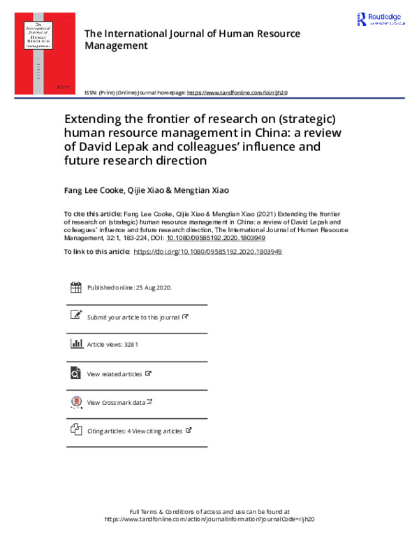 (PDF) Extending the frontier of research on (strategic) human resource ...