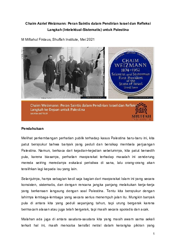 (DOC) Chaim Azriel Weizmann: Peran Saintis dalam Pendirian Israel dan ...