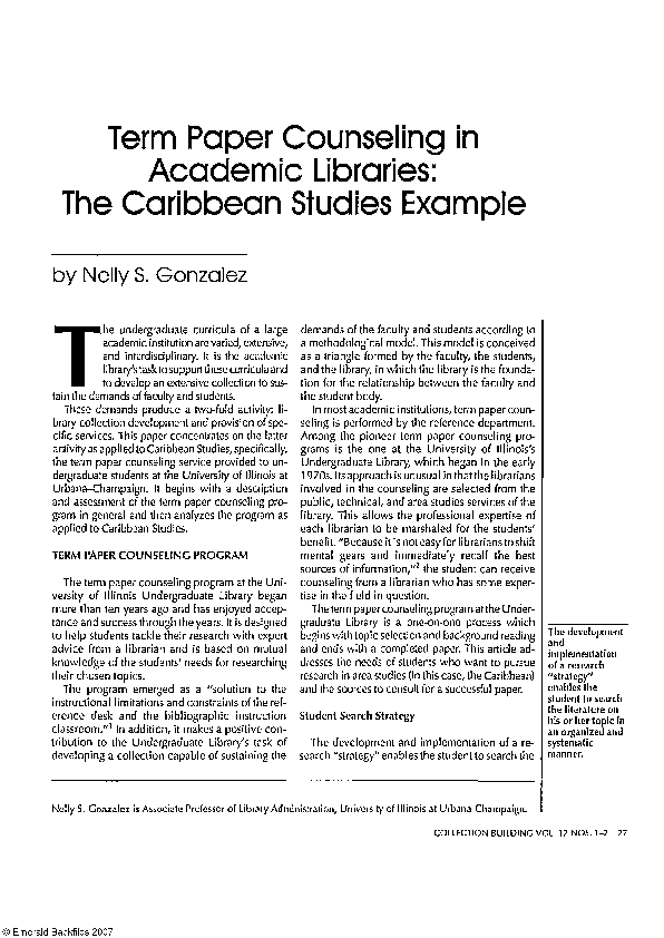 (PDF) Term Paper Counseling in Academic Libraries: The Caribbean ...