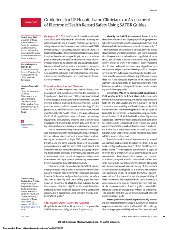 (PDF) Guidelines for US Hospitals and Clinicians on Assessment of ...