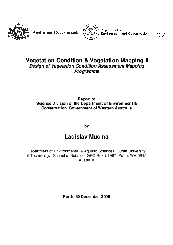 (PDF) Vegetation Condition & Vegetation Mapping II . Design of ...