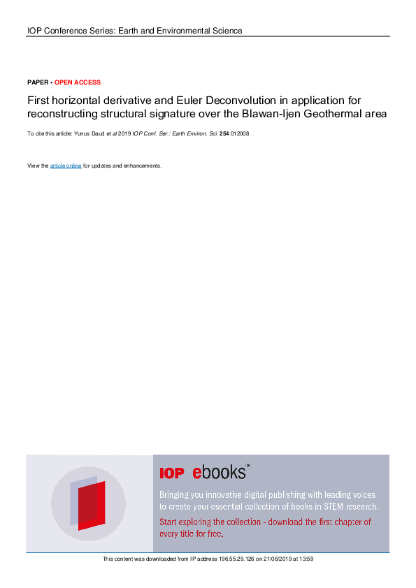 Pdf First Horizontal Derivative And Euler Deconvolution In Application For Reconstructing