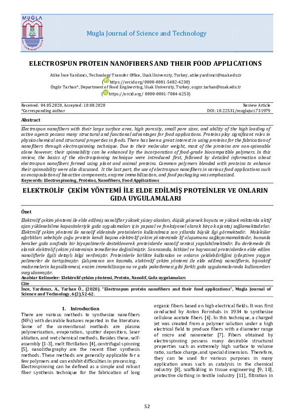 (PDF) Electrospun Protein Nanofibers and Their Food Applications