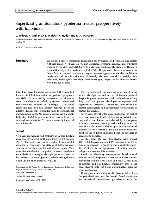 (PDF) Superficial granulomatous pyoderma treated preoperatively with ...
