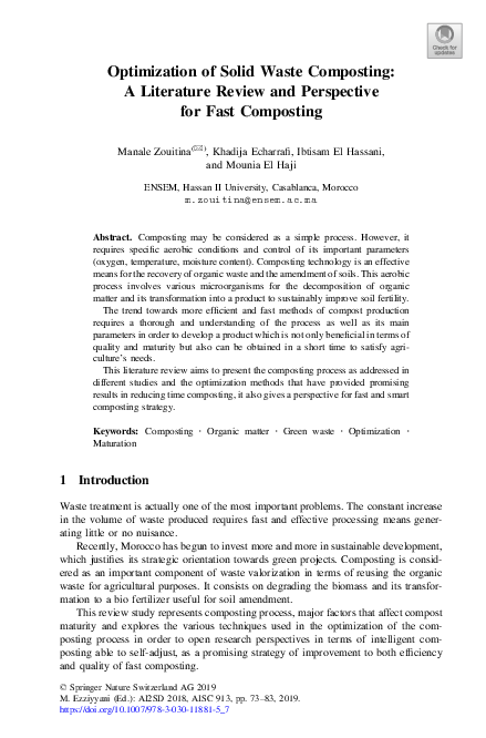 (PDF) Optimization of Solid Waste Composting: A Literature Review and Perspective for Fast ...
