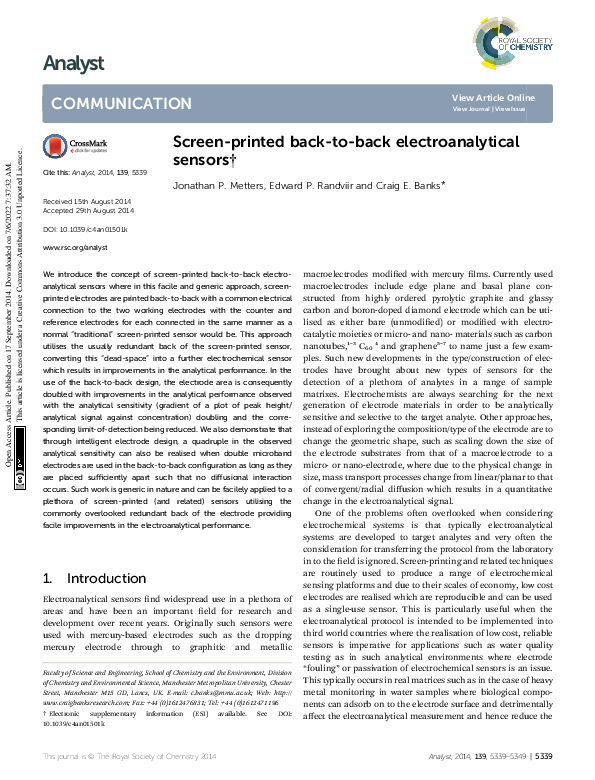 (PDF) Screen-printed back-to-back electroanalytical sensors