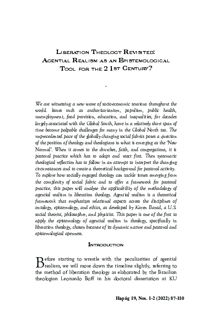 (PDF) Liberation Theology Revisited: Agential Realism as an ...