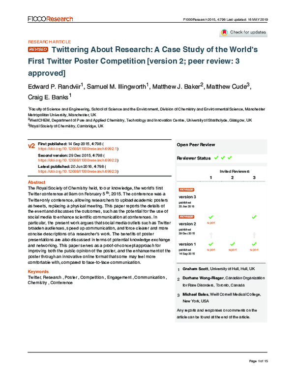 (PDF) Twittering About Research: A Case Study of the World’s First ...