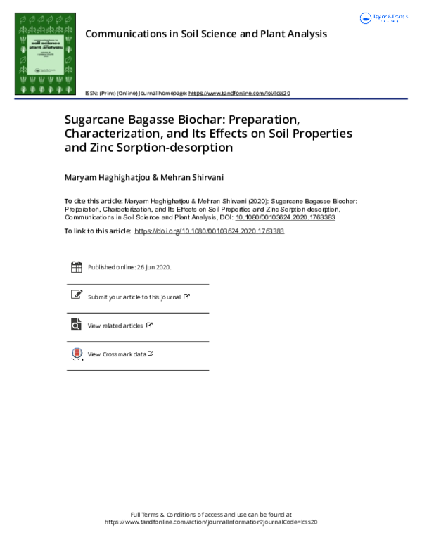 (PDF) Sugarcane Bagasse Biochar: Preparation, Characterization, and Its Effects on Soil ...