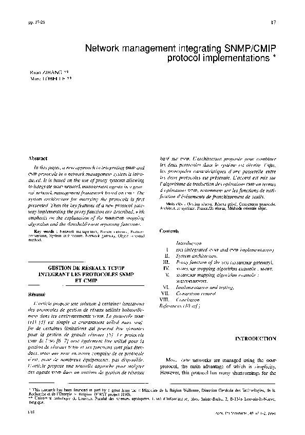 (PDF) Network management integrating SNMP/CMIP protocol implementations